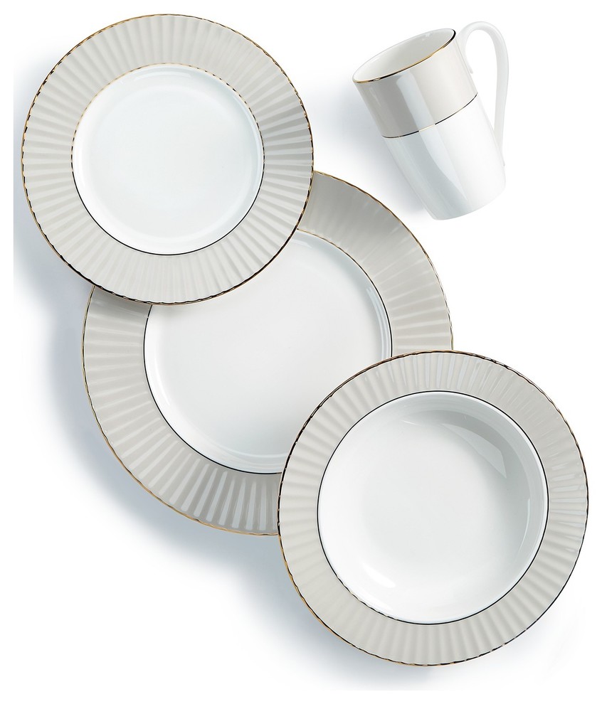 Lenox Pleated Colors Grey 48-Piece China Set - Transitional ...