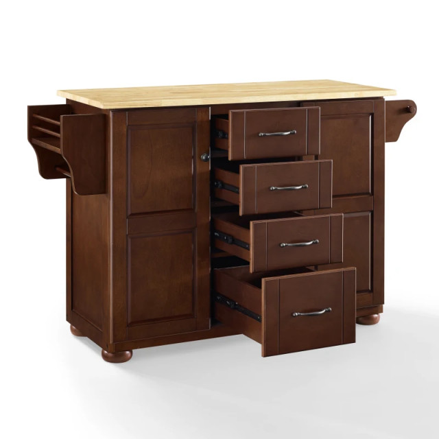 Eleanor Wood Top Kitchen Island Mahogany/Natural - Traditional ...