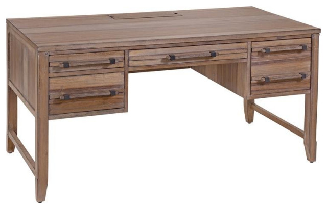 American Woodcrafters Aurora Weathered Gray 60-inch Wood Storage Desk ...