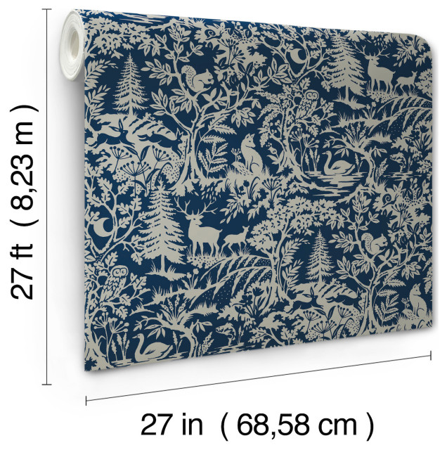 Alrick Navy Forest Venture Wallpaper, Swatch - Rustic - Wallpaper - by ...