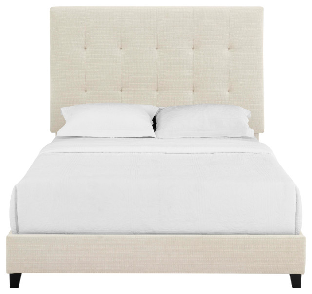 Legends Home Queen Size Beige Tufted Upholstered Platform Bed ...