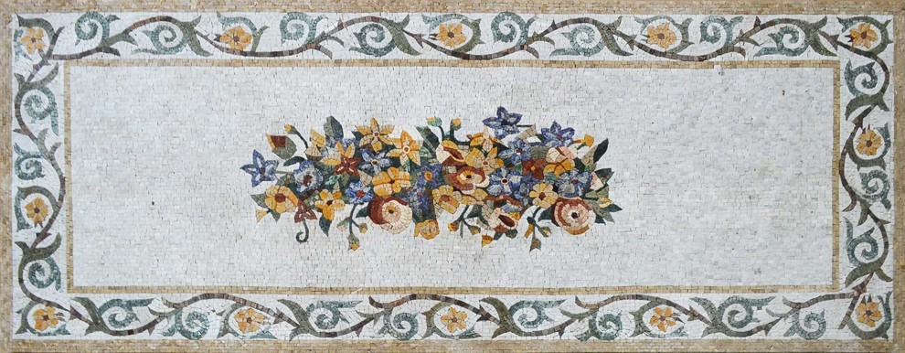 Mosaic Tile Rugs Floral Art, 118" x 47" - Traditional - Tile Murals ...