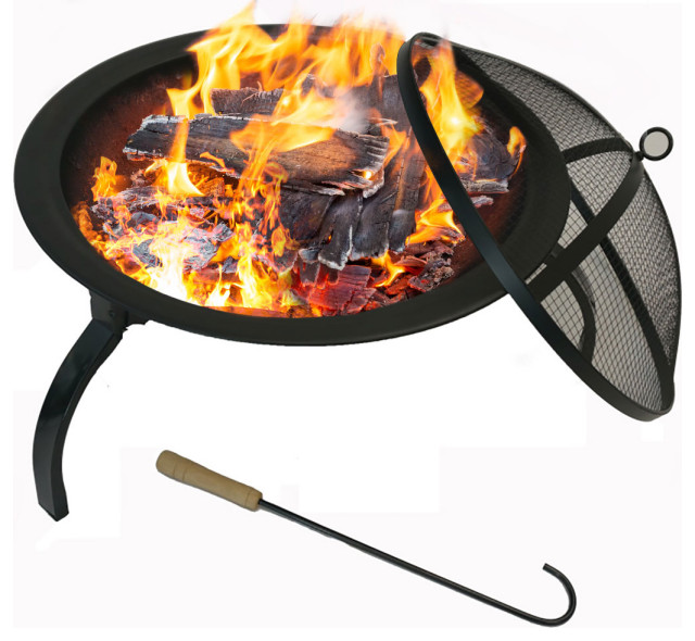 WestinTrends 22" Portable Round Steel Wood Burning Bonfire Foldable ...