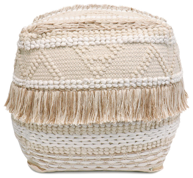 Pasargad Home Grand Canyon Premium Cotton Pouf, Beige - Scandinavian - Floor Pillows And Poufs ...