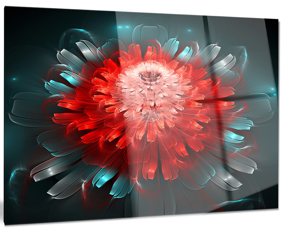 "Fractal Red and Blue Flower" Glossy Metal Wall Art, 40"x30 ...