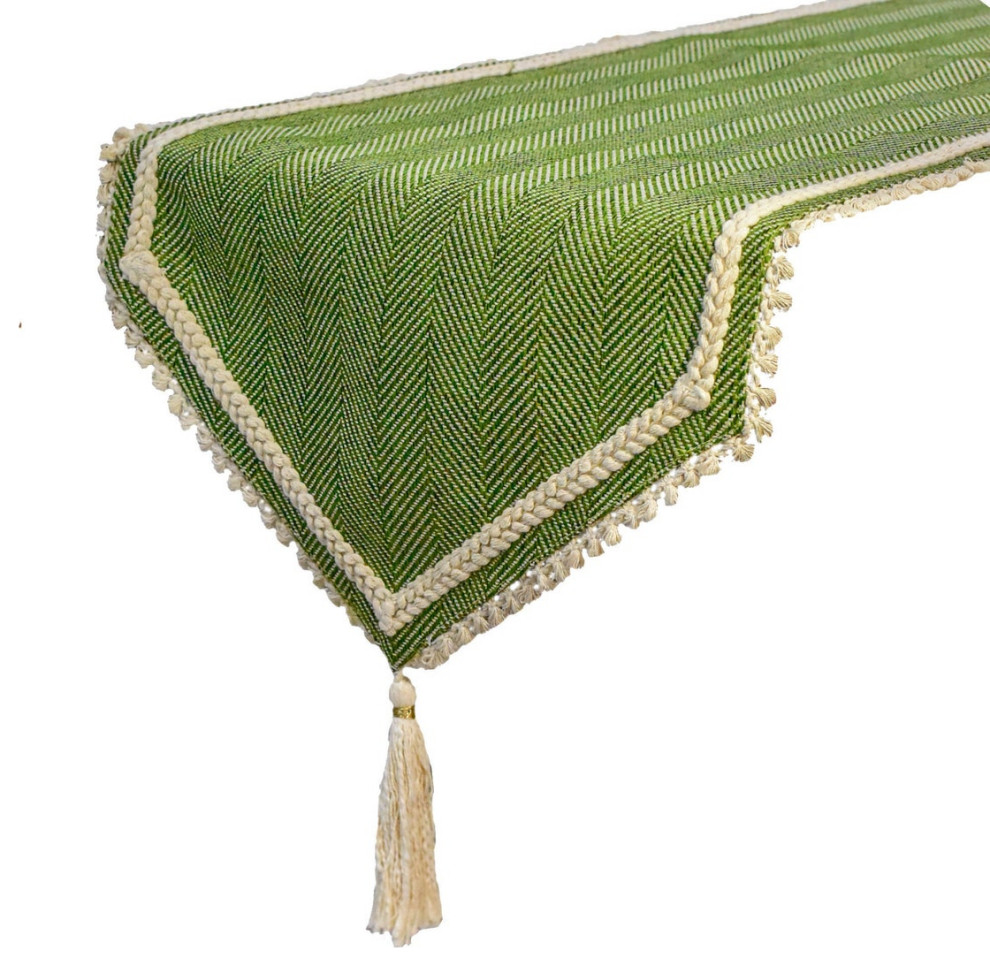 Harmony In Hemp - Green Jute Decorative Table Runner, 14"x64 ...