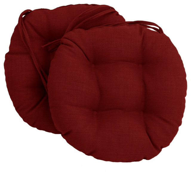 16" Spun Polyester Solid Outdoor Round Tufted Chair Cushions, Set of 6 ...