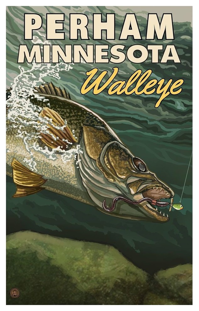 by Artist Paul A. Lanquist Perham Minnesota Walleye Art Print, 24"x36 ...
