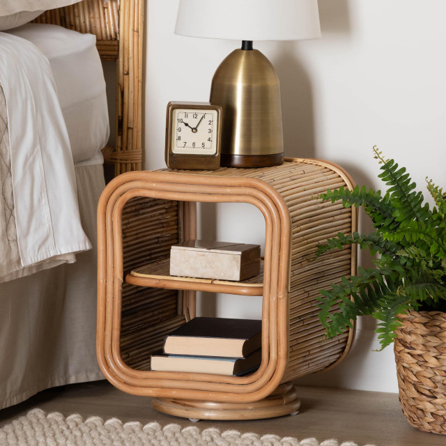 Maja Bohemian Natural Rattan Nightstand - Tropical - Nightstands And ...