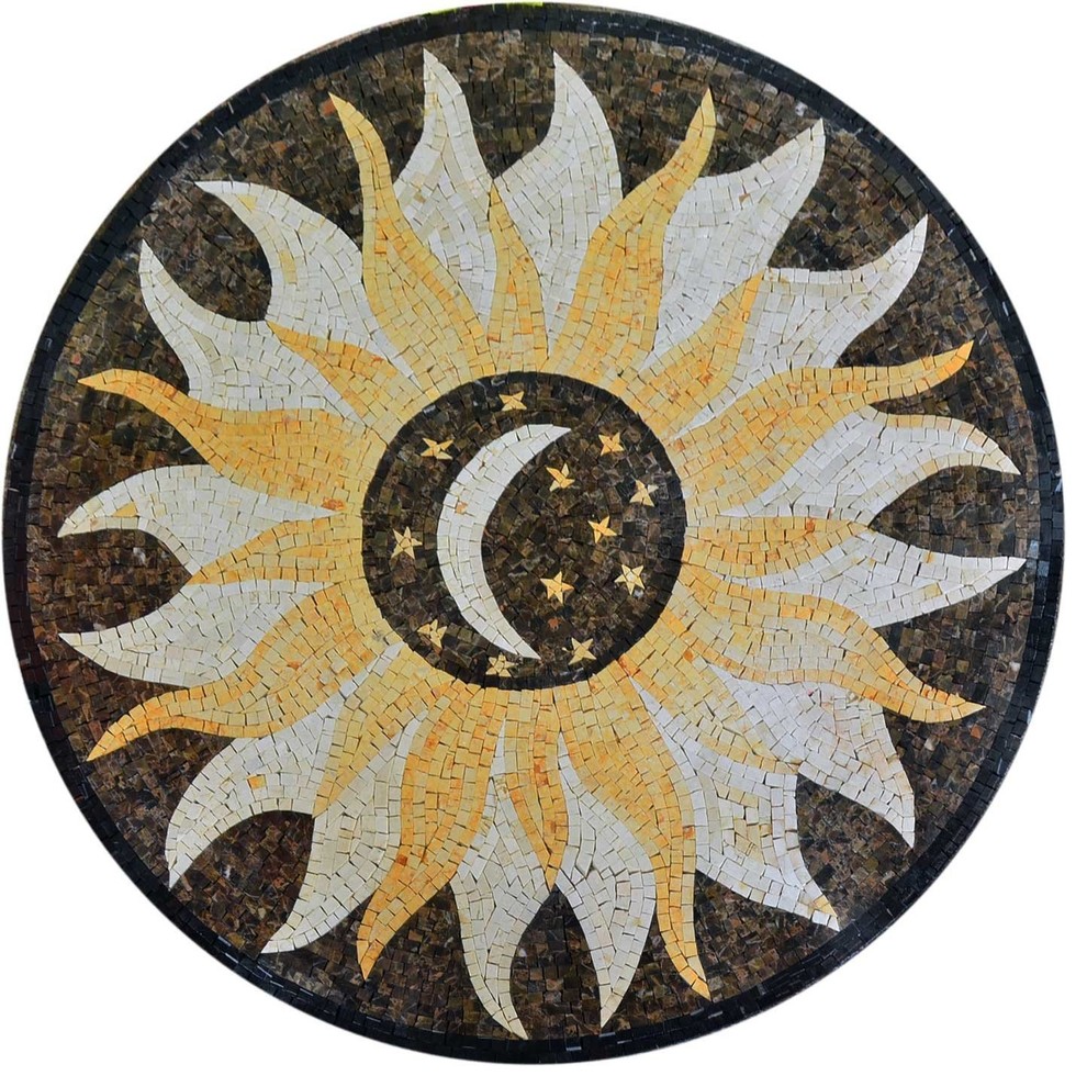 Marble Moon Mosaic, Celia Brown, 24" x24" - Traditional - Tile Murals ...
