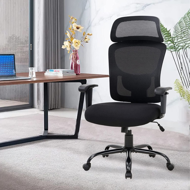 Comfortable Executive Mesh Swivel Chair with Wide Seat, Lumbar Support ...