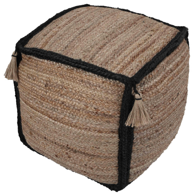 Briana Braided Pouf - Beach Style - Floor Pillows And Poufs - by TOV Furniture | Houzz