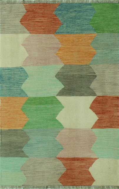 Winchester Kilim Sana Ivory/Rust Rug, 3'2x4'11, 3'2x4'11 - Contemporary ...