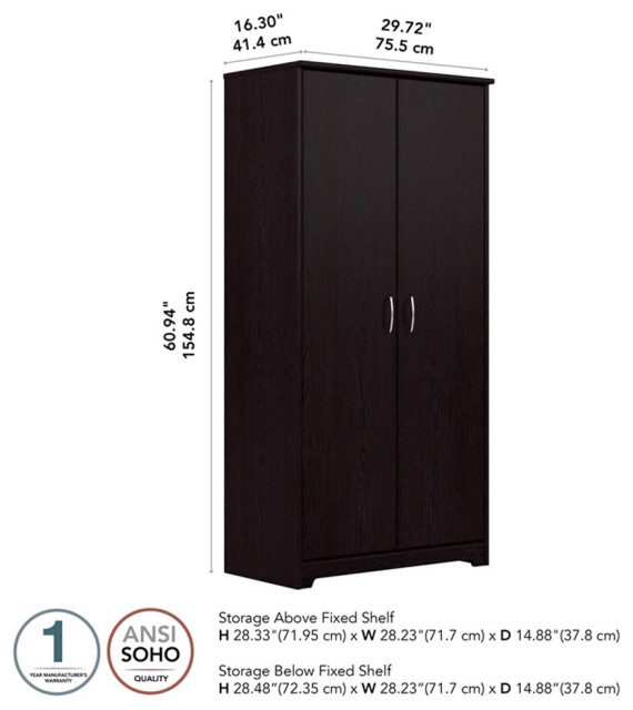 Cabot Tall Storage Cabinet with Doors in Espresso Oak - Engineered Wood ...