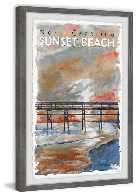 "Sunset at the Beach" Framed Painting Print, 8x12 - Beach Style ...