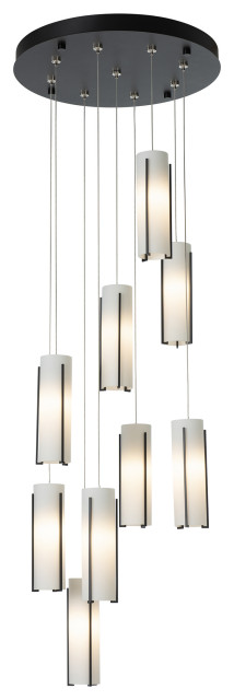 Exos 9-Light Round Pendant, Black Finish, Opal Glass, Standard Overall ...