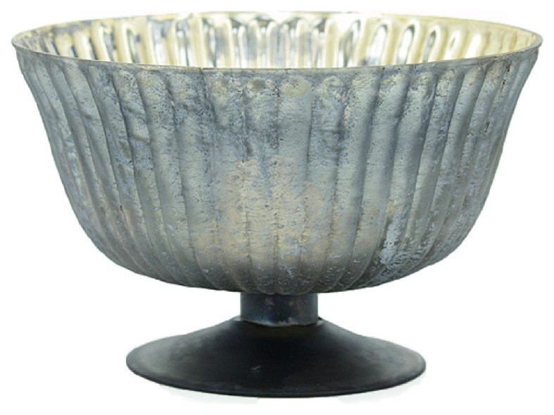 Large Platinum Ribbed Glass Bowl - Transitional - Decorative Bowls - by ...