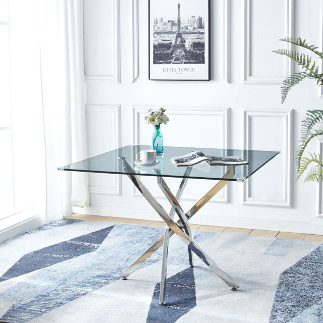 Vereniz Square Dining Table Silver - Contemporary - Dining Tables - by ...