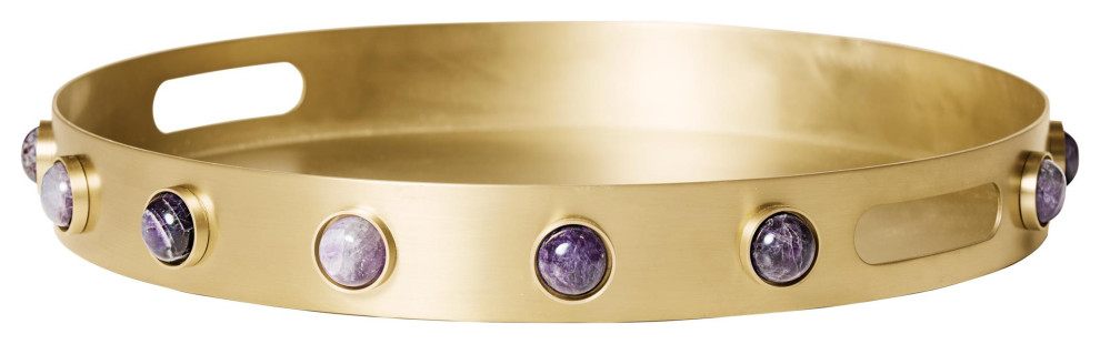 Pandora Amethyst Tray, 2.5"H x 20.25"Dia. - Contemporary - Serving ...