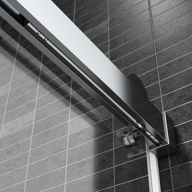 60 in. W x 76 in. H Single Sliding Frameless Shower Door With Buffer ...