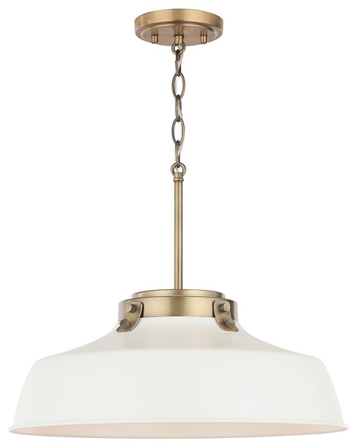 Austin Allen & Co Oakwood 1-Light Metal Pendant with White Finish ...