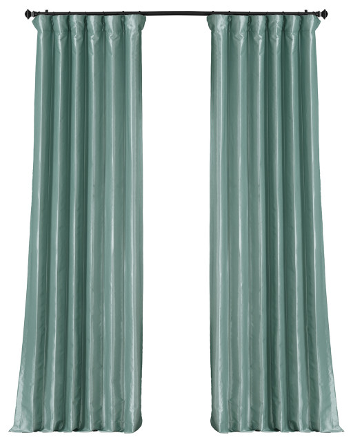Robin's Egg Blackout FauxSilk Taffeta Curtain Single Panel, 50"x84 ...