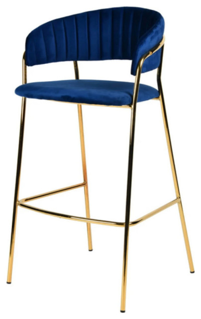 Danna Modern Blue Fabric Bar Stool, Set of 2 - Contemporary - Bar ...