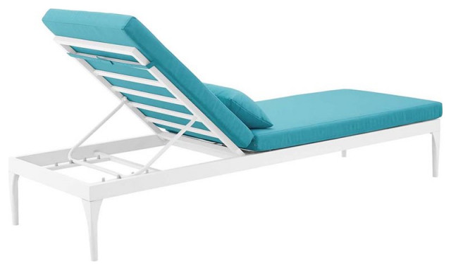Modway Perspective Aluminum Patio Chaise Lounge in White and Charcoal ...