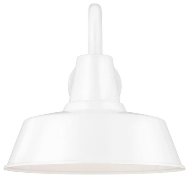 Barn Light Outdoor Wall Lantern, 1-Light, LED, White, 13.5" - Farmhouse ...