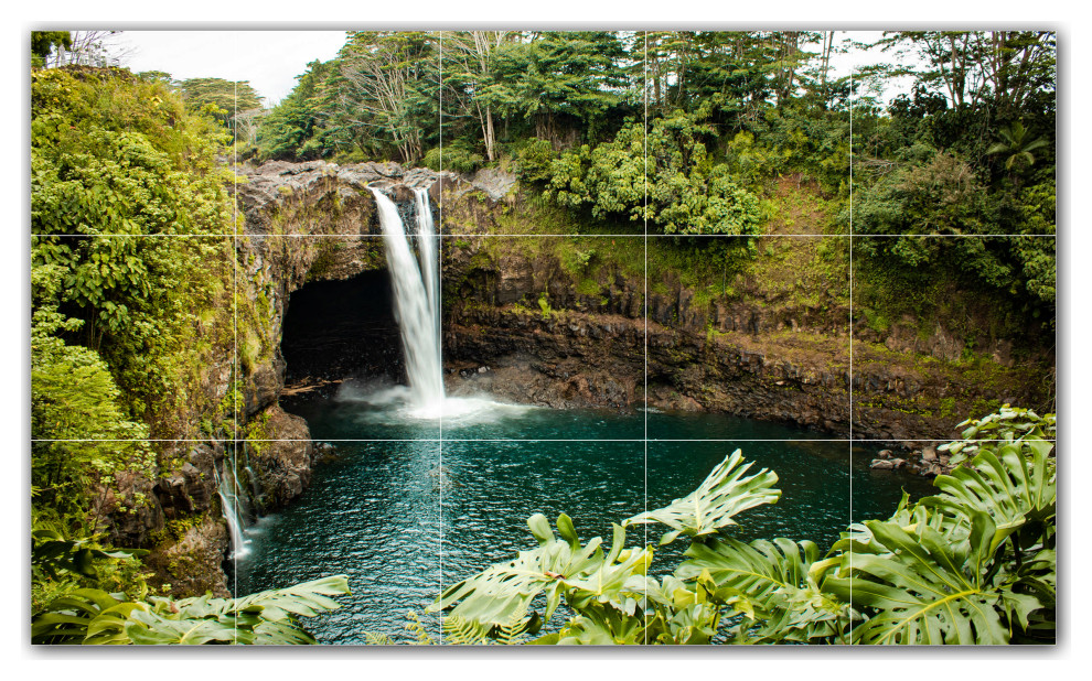 Waterfalls Ceramic Tile Wall Mural HZ501100, 30" Wide x 18" High ...