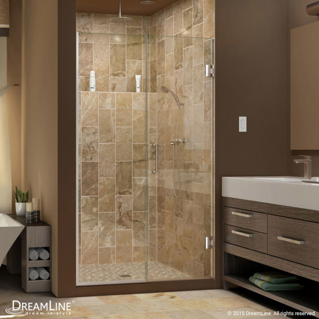 DreamLine Unidoor Plus 43.5" to 44"x72" Hinged Shower Door, Chrome - Contemporary - Shower Doors ...