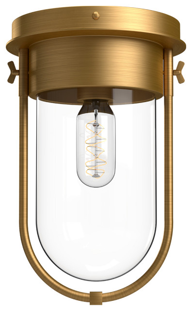 Cyrus ceiling mount,Aged Gold | Clear Glass D7-1/2" x H11-1/2 ...