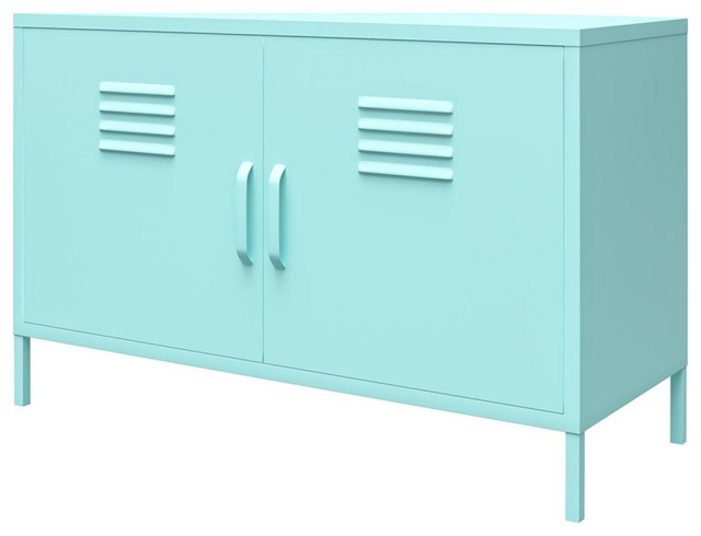 Pemberly Row Modern 2 Door Metal Locker Accent Cabinet in Mint ...