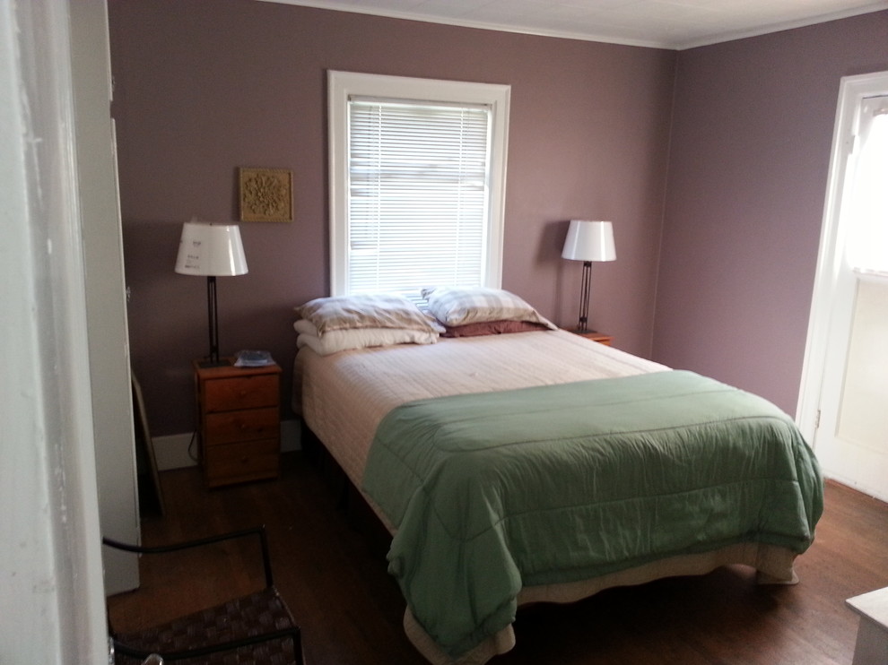 purple guest room with green armoire | Houzz Forum