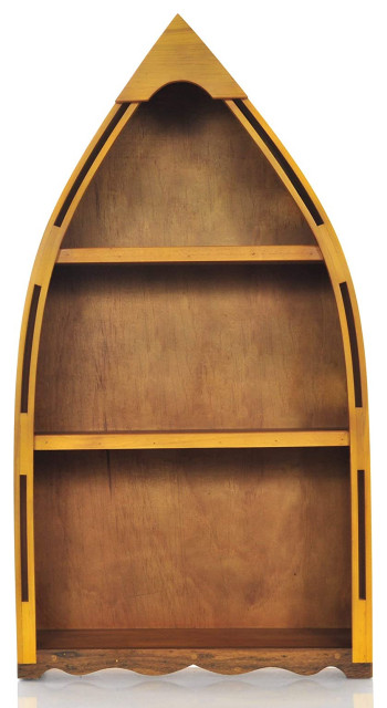 Wooden Canoe Book Shelf Small - Beach Style - Decorative Objects And ...