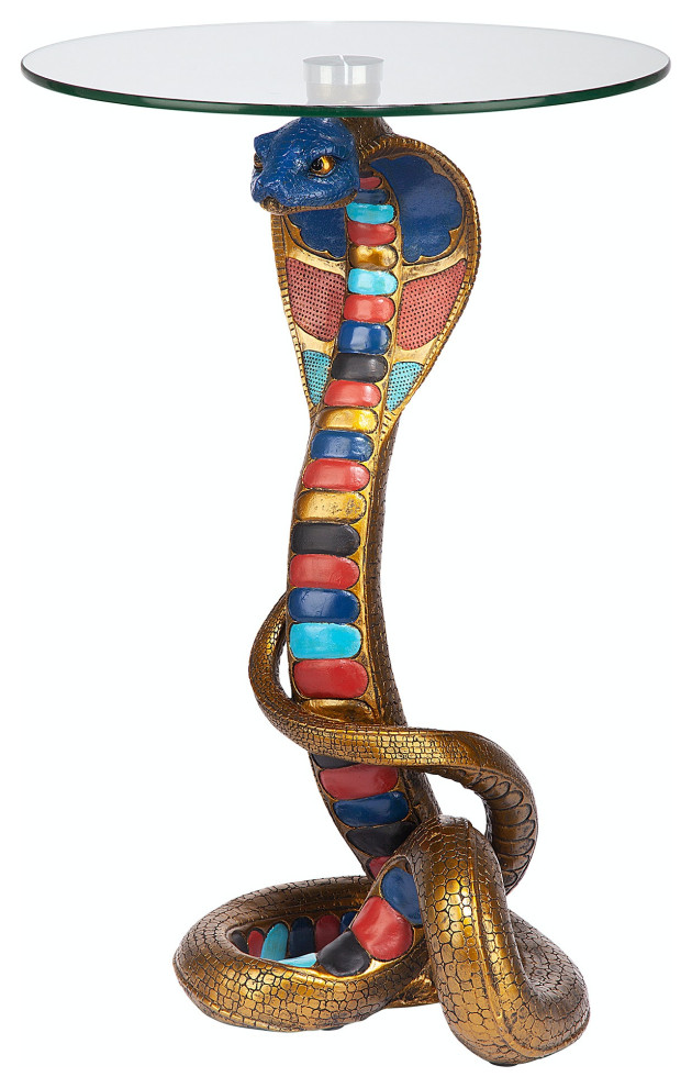 Renenutet Egyptian Cobra Goddess Glass-Topped Table - Contemporary ...