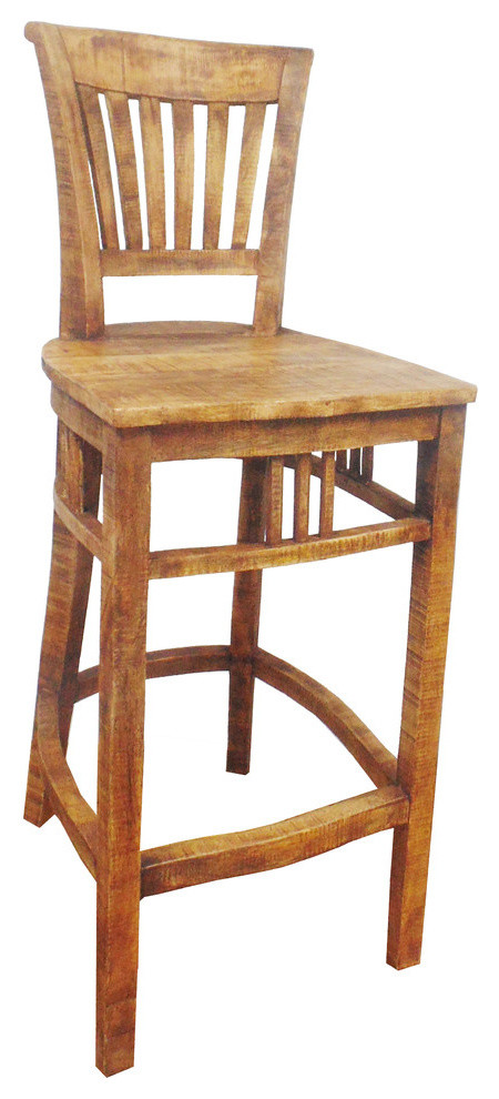 Golden Solid Wood Bar/Counter Stool, Natural Finish - Transitional ...