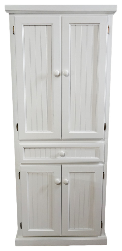 Extra Wide Coastal Kitchen Pantry Cabinet - Farmhouse - Pantry Cabinets ...