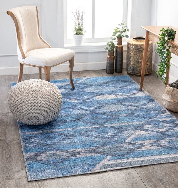 Well Woven Posh Trio Southwestern Geometric Blue Area Rug, 5' X 7 ...