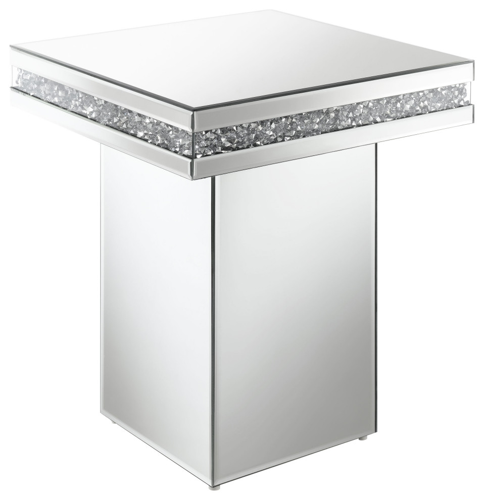 Elora Pedestal Square Top Accent Table Mirror - Contemporary - Side ...