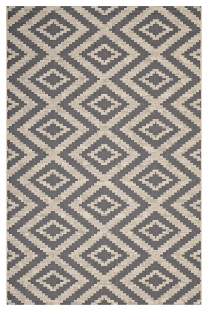 Jagged Geometric Diamond Trellis Indoor/Outdoor Area Rug - Durable Fade ...