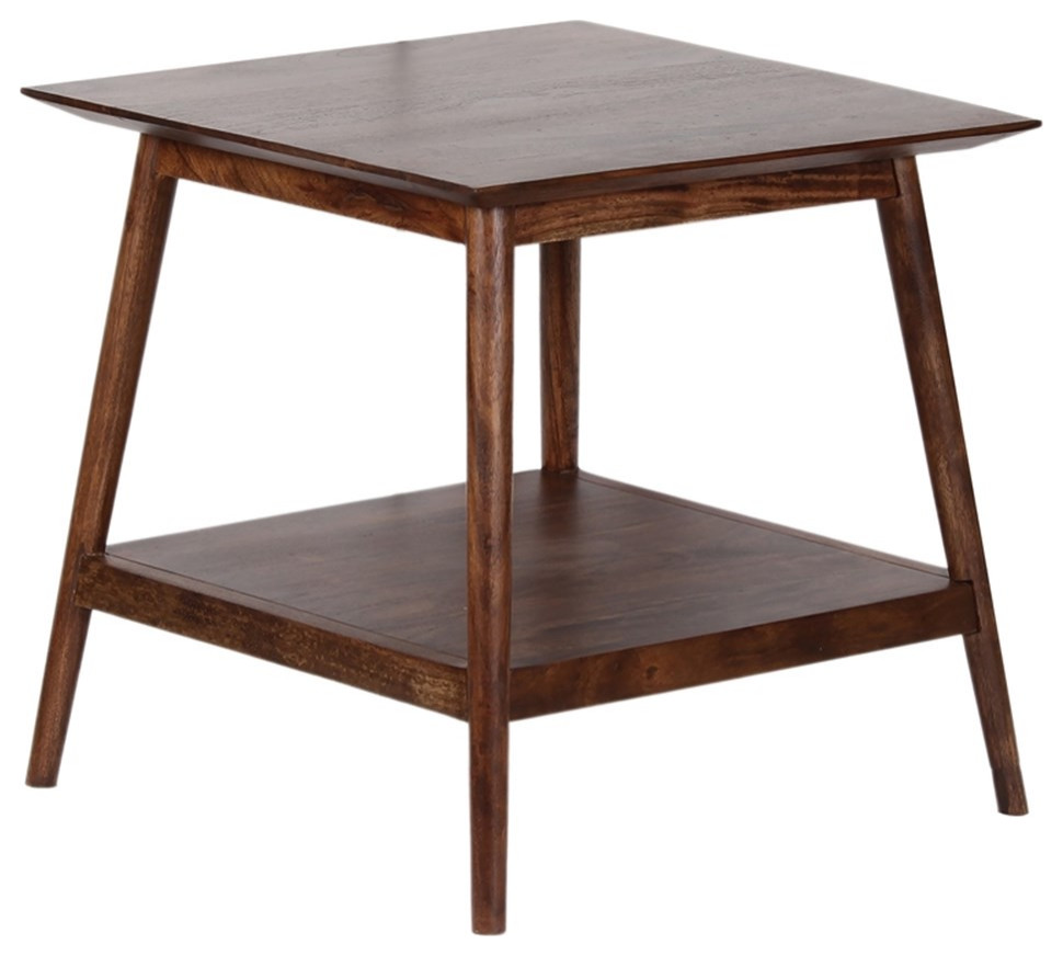 Porter Designs Portola Solid Acacia Wood End Table - Brown - Midcentury ...