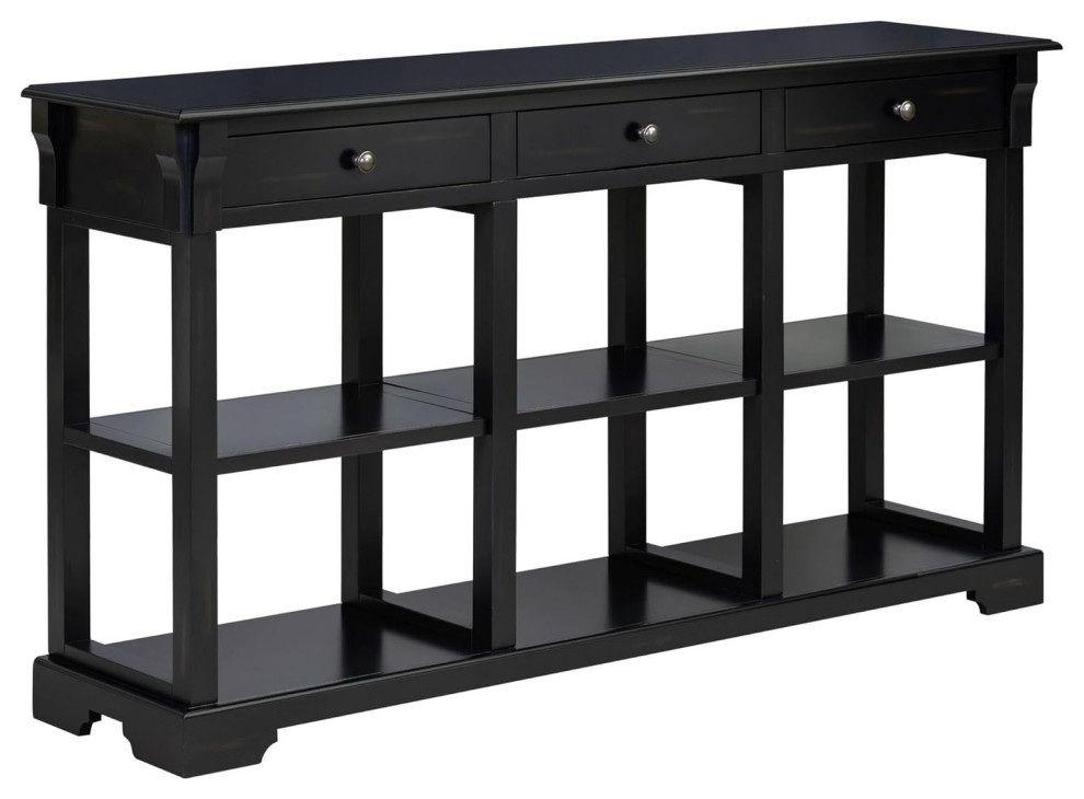 Large Console Table, Open Shelves & Drawers With Ample Storage Space ...