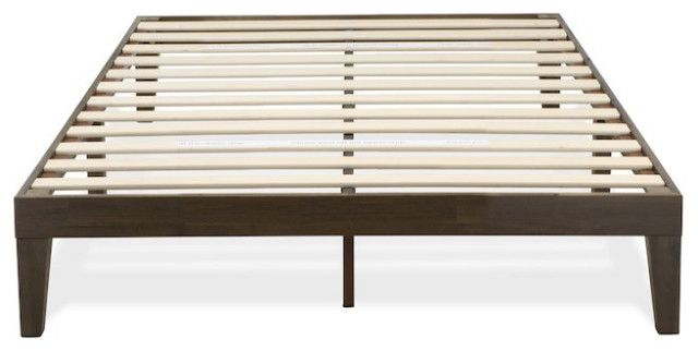 Full Size Platform Bed with 4 Legs and 2 Extra Center Legs - Walnut ...