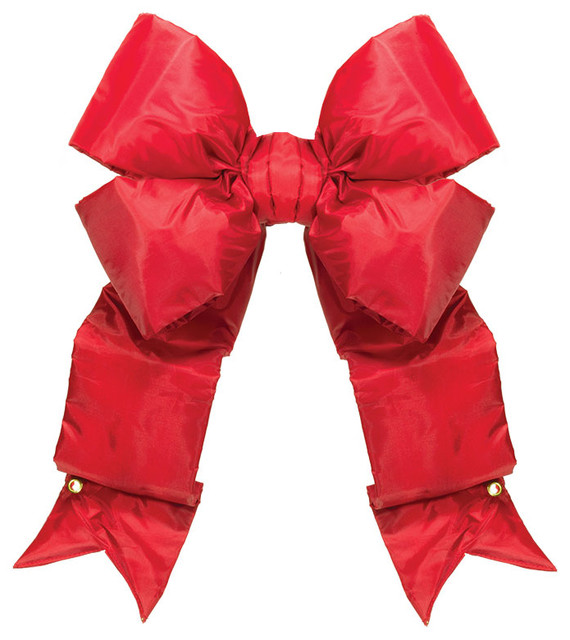 Red Structural Bow with Tail - Traditional - Christmas Ornaments - by ...