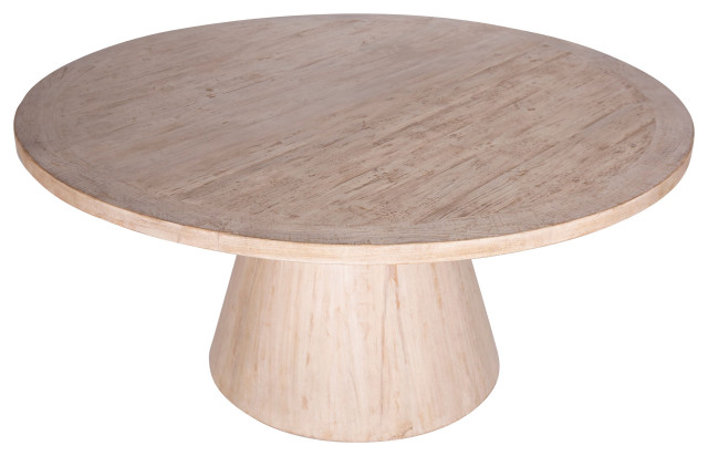 Ross Round Reclaimed Pine Cone Shaped Pedestal Base Dining Table, 65 ...