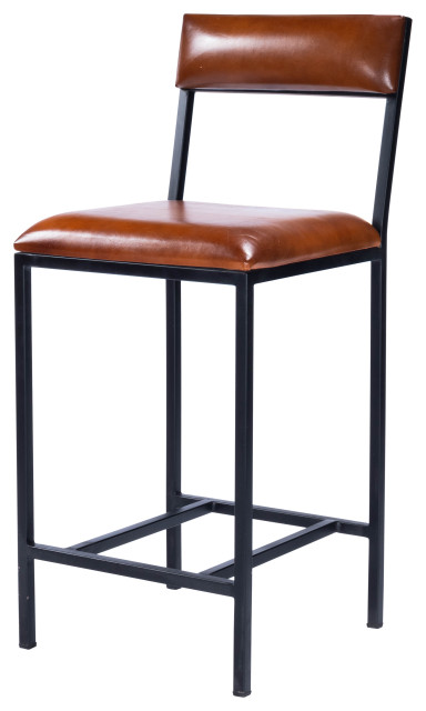 Butler Lazarus Leather & Metal Counter Stool - Industrial - Bar Stools ...