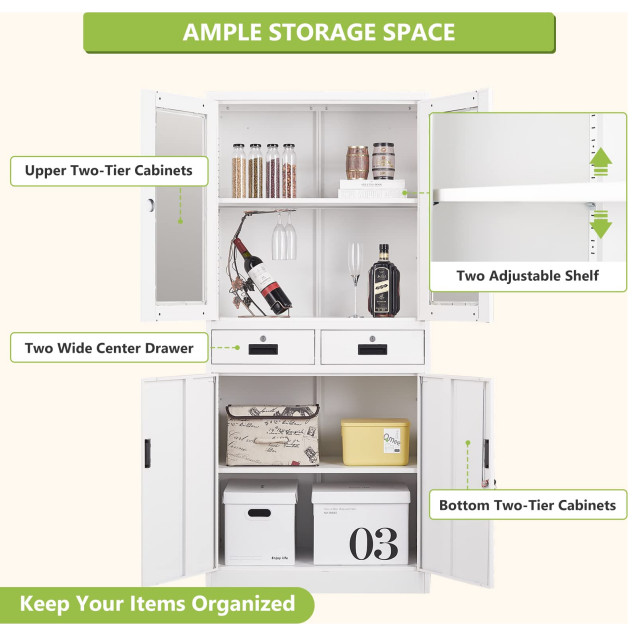 Metal Storage Display Cabinets, Locking, Adjustable & 2 Drawers ...