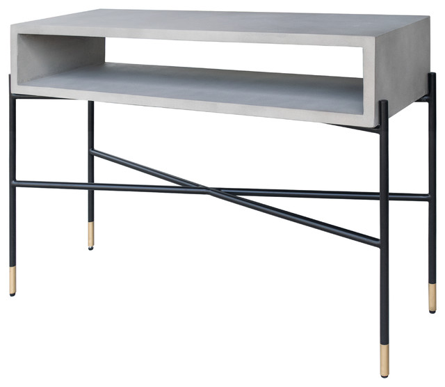 Modrest Walker Modern Concrete and Metal Console Table - Industrial ...