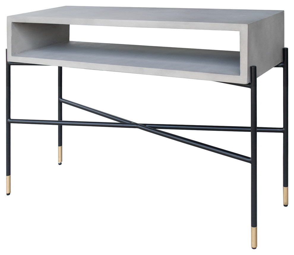 Modrest Walker Modern Concrete and Metal Console Table - Industrial ...